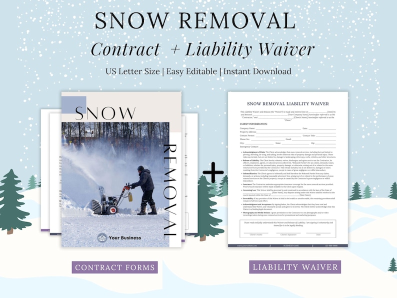 Editable Snow Removal Contract Template: Plowing & De-icing (digital ...