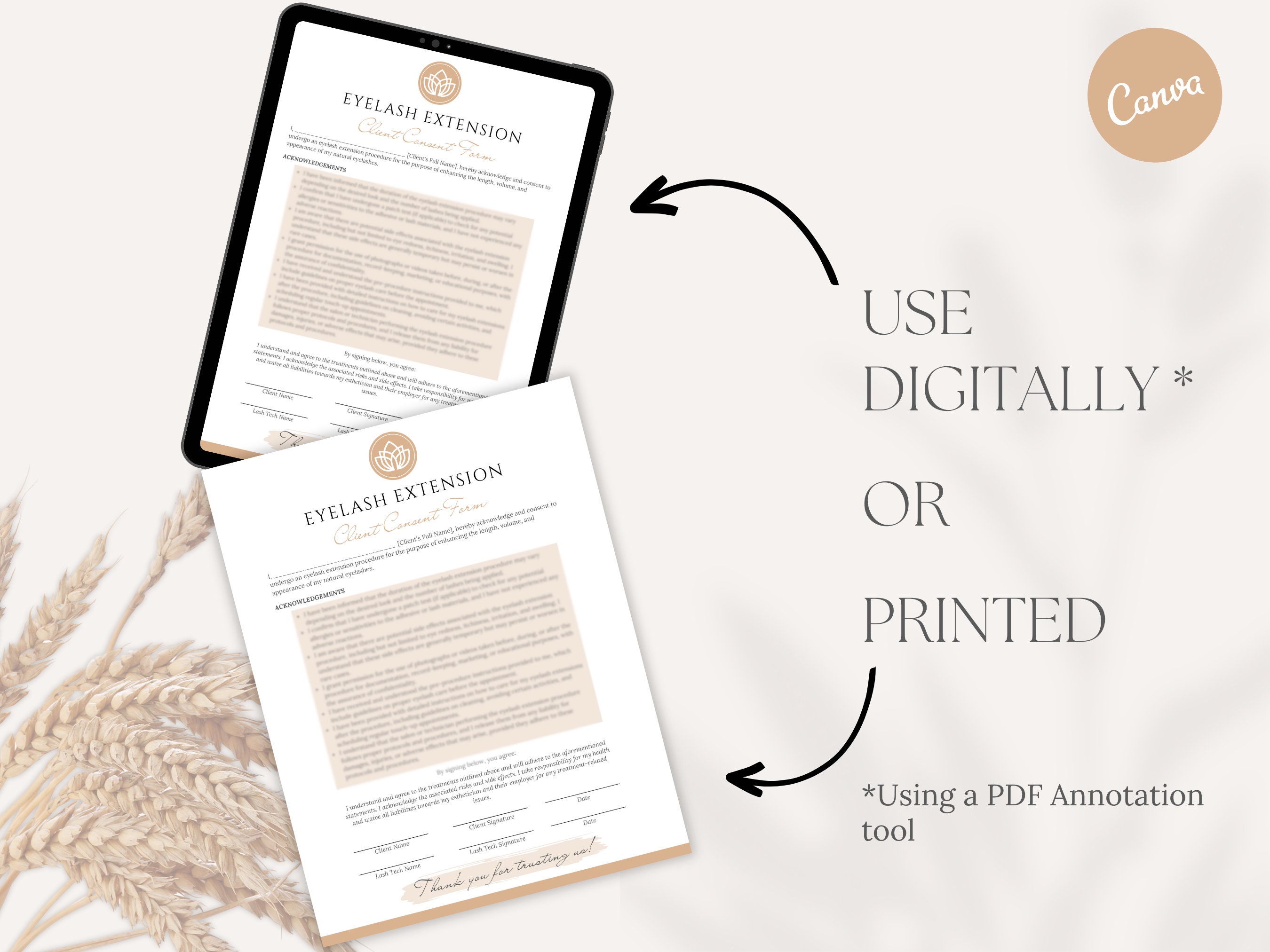 Lash Extension Consent Form, Client Consent, Editable Canva Template ...