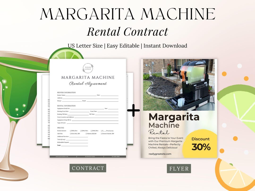 Margarita Machine Rental Contract Template: Event Planning (digital ...
