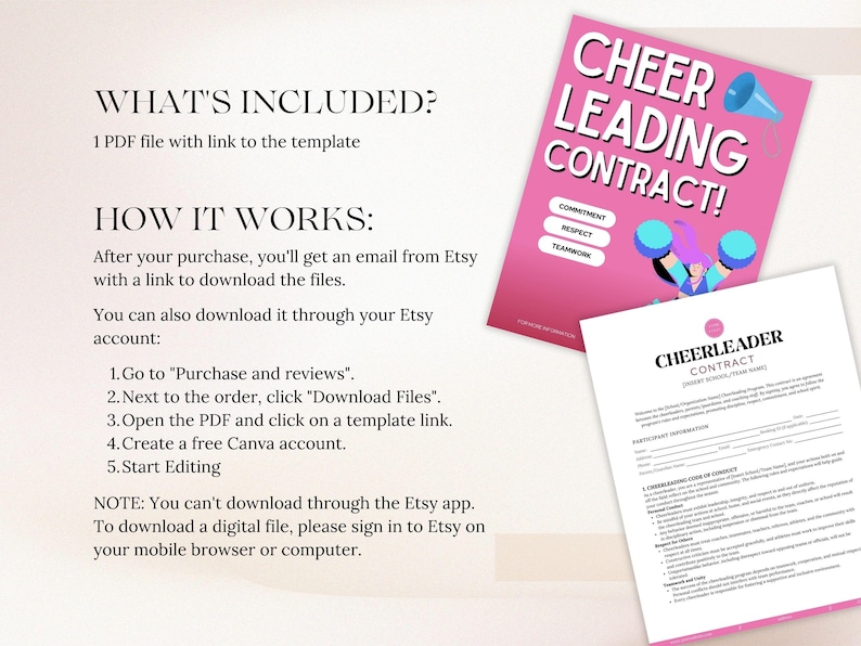Cheerleading Contract Template: High School Program (digital Download) - Etsy