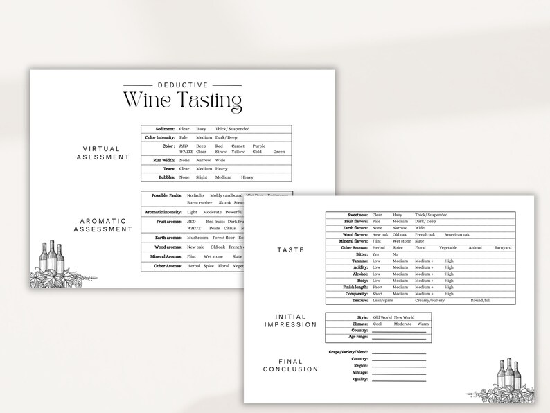 Printable Wine Tasting Kit: Score Sheet & Coaster (PDF) - Etsy