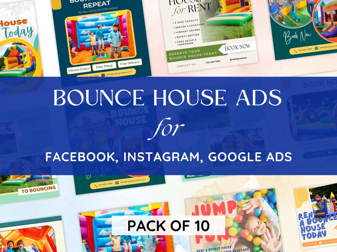 Bounce House Rental Ads: Marketing Templates for Facebook, Instagram ...