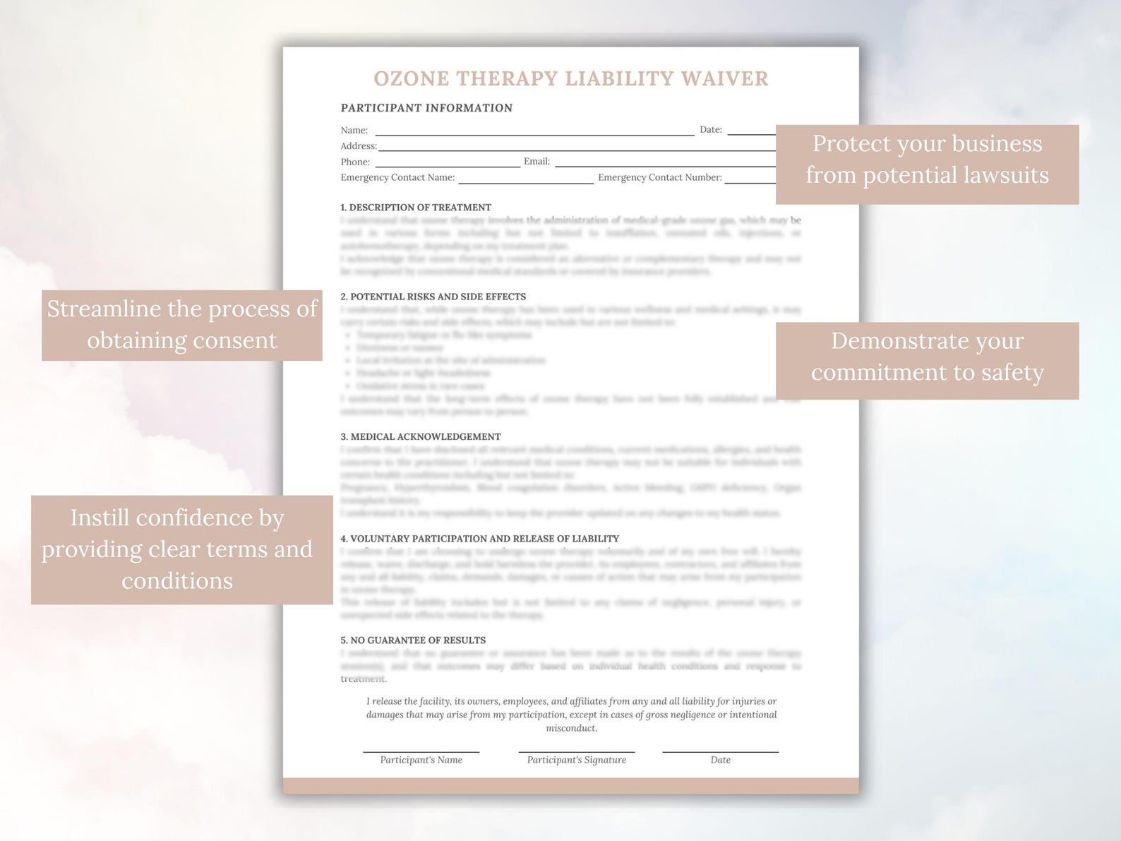 Ozone Therapy Liability Waiver Template: Client Consent Form (PDF ...