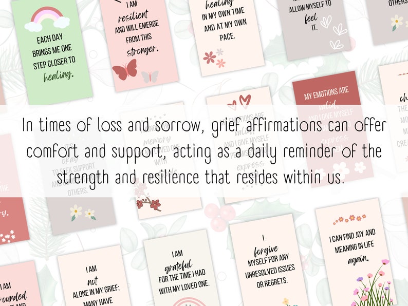 Printable Grief Affirmation Cards for Peace, Acceptance, and Hope ...