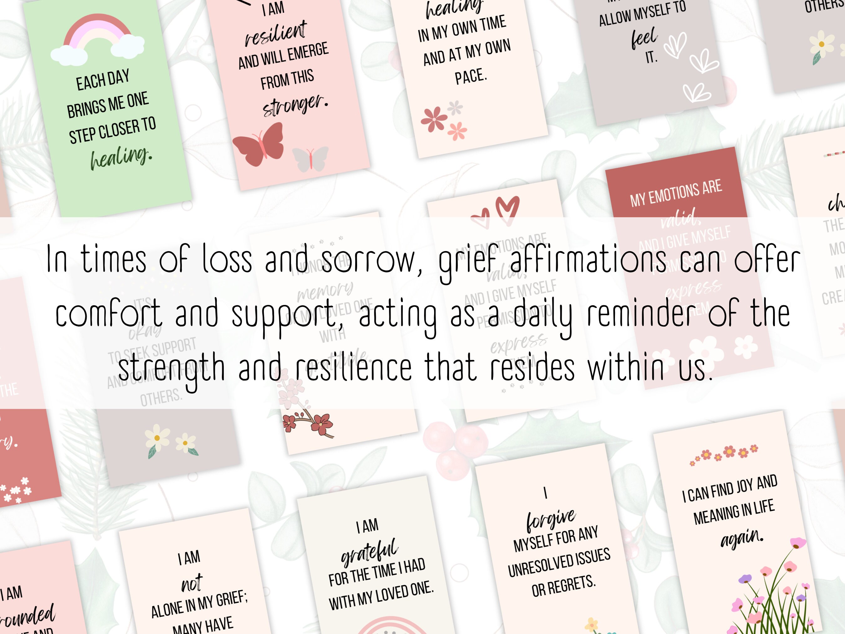 Printable Grief Affirmation Cards for Peace, Acceptance, and Hope ...