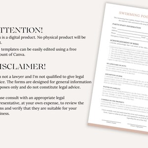 Swimming Pool Liability Waiver Template: Customizable Pool Rental ...