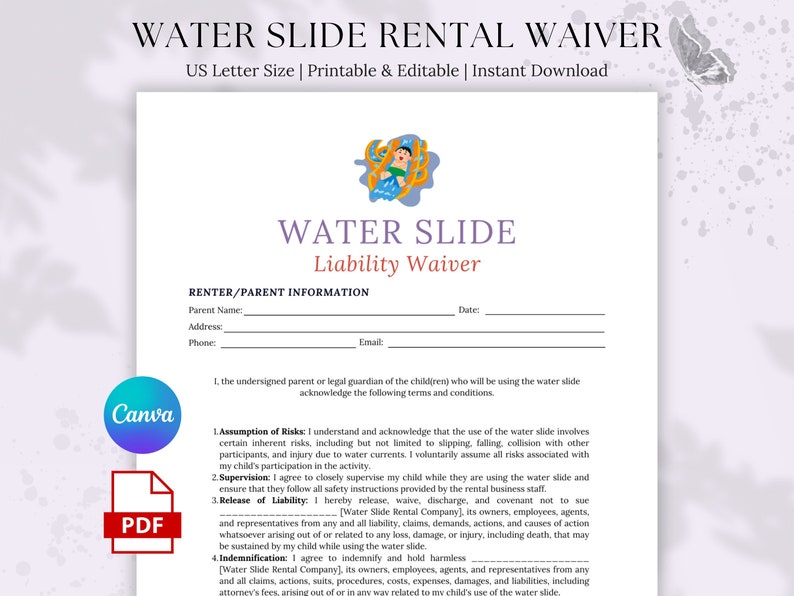 Inflatable Water Slide Liability Waiver, Inflatables Usage Waiver ...