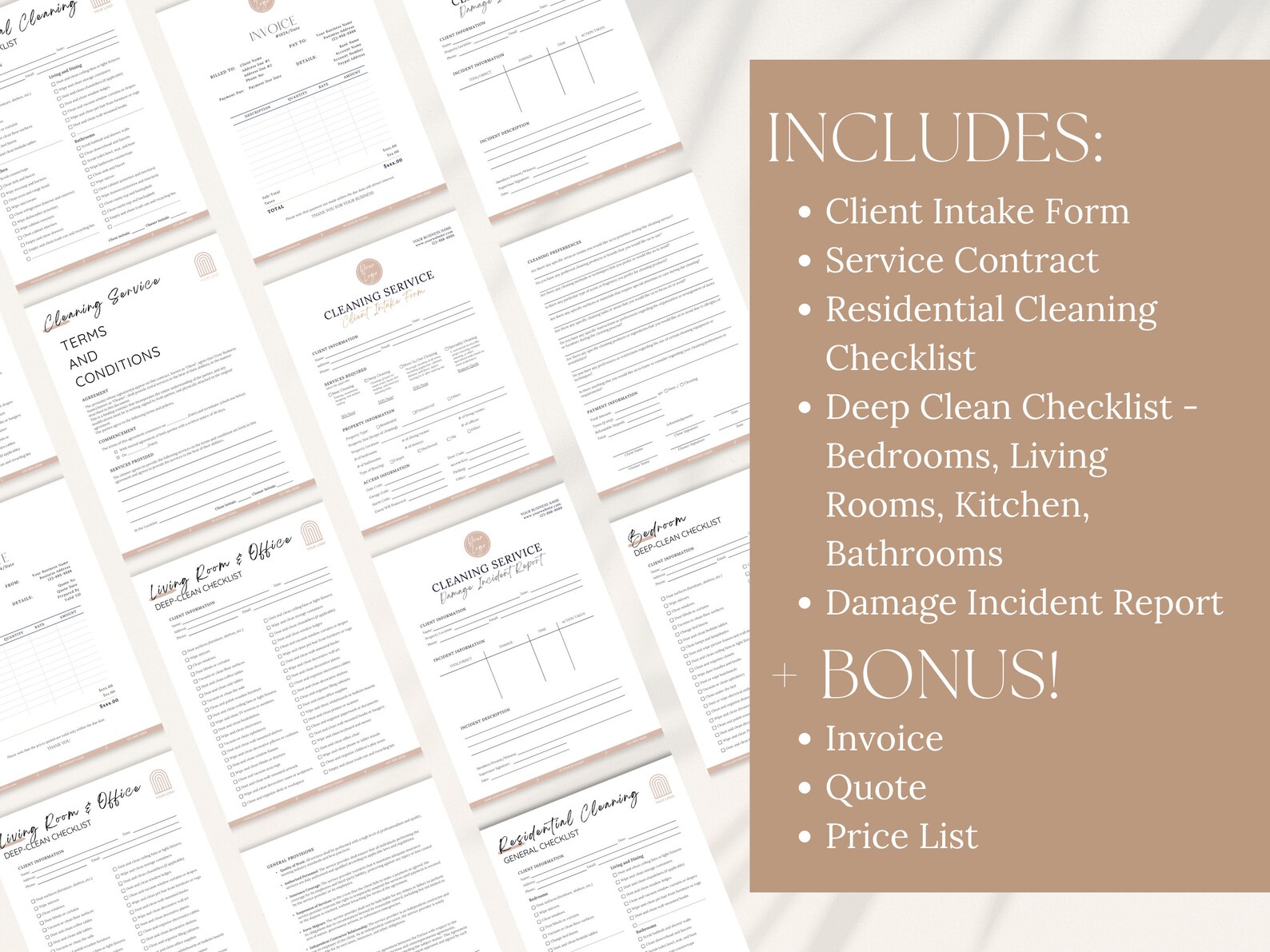 Editable Cleaning Service Forms Bundle: Client Intake, Checklist ...