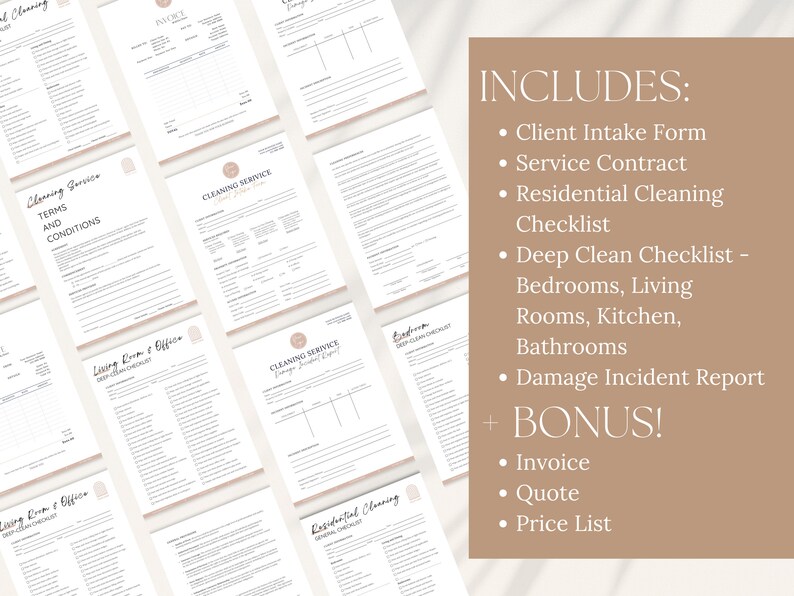 Editable Cleaning Service Forms Bundle: Client Intake, Checklist ...