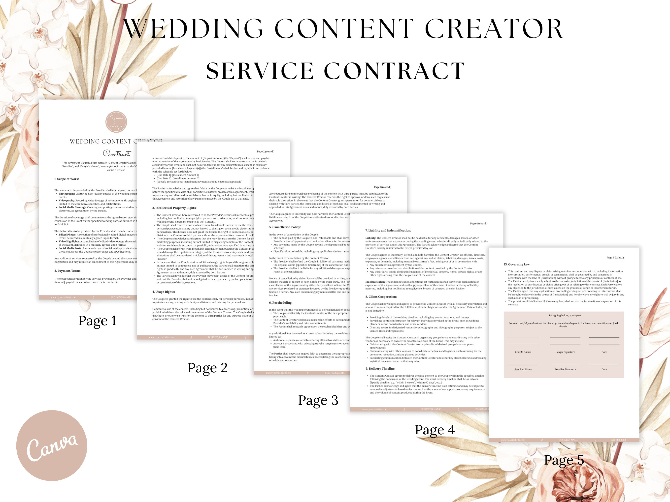 Wedding Content Creator Contract for Wedding Photographers ...