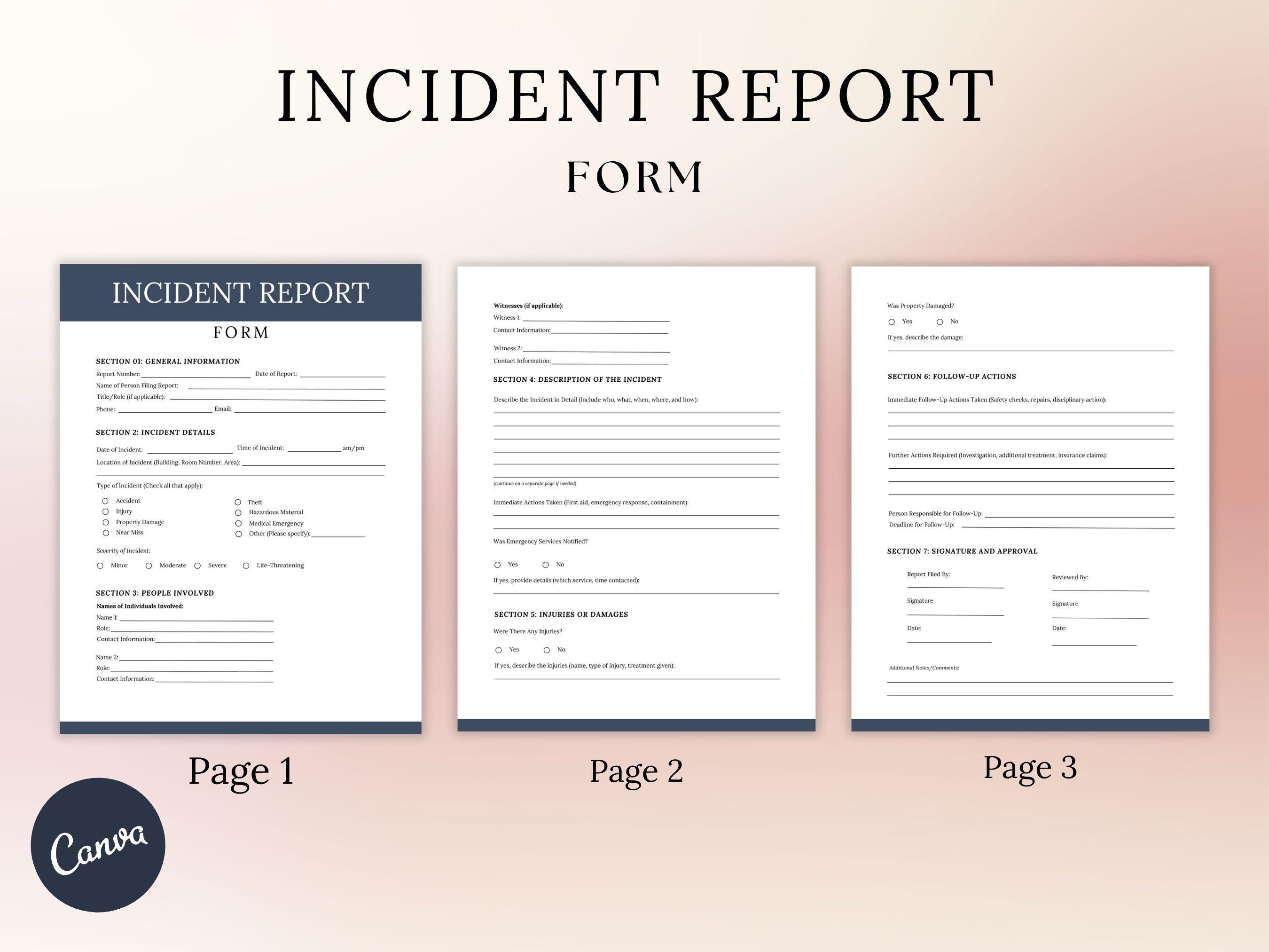 Security Guard Contract Template With Incident Report (editable, US ...