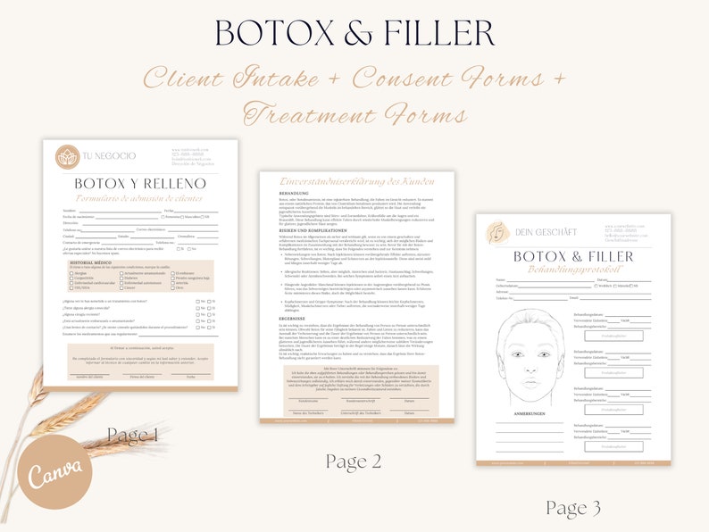 Spanish Botox and Filler Forms Bundle: Injectable Consent (digital ...