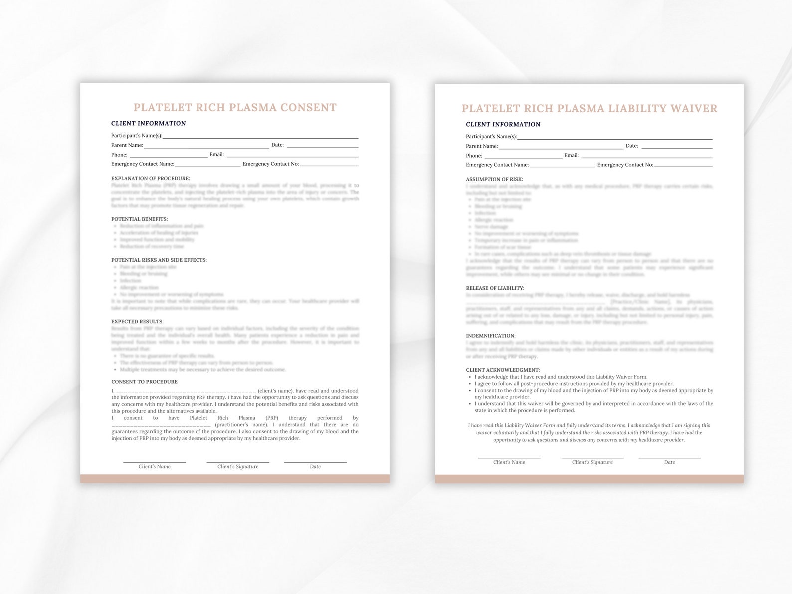 PRP Consent Form & Liability Waiver Template (digital Download) - Etsy