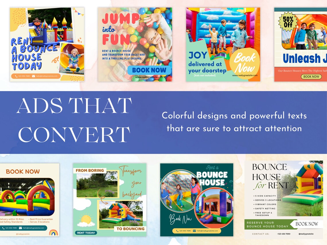 Bounce House Rental Ads: Marketing Templates for Facebook, Instagram ...
