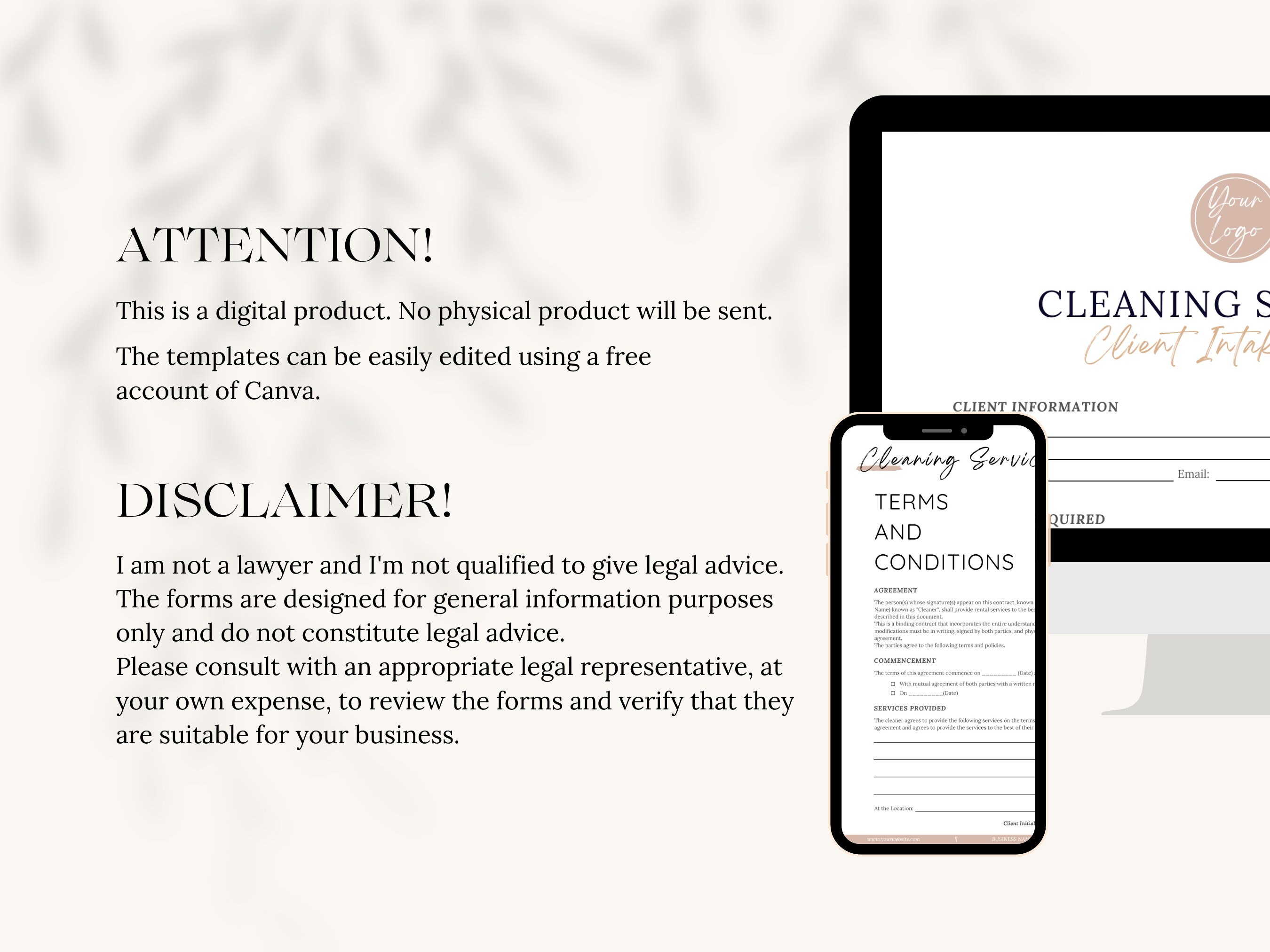 Editable Cleaning Service Forms Bundle: Client Intake, Checklist ...