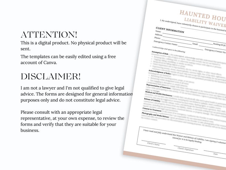 Haunted House Liability Waiver Template: Editable Consent Form (digital Download) - Etsy