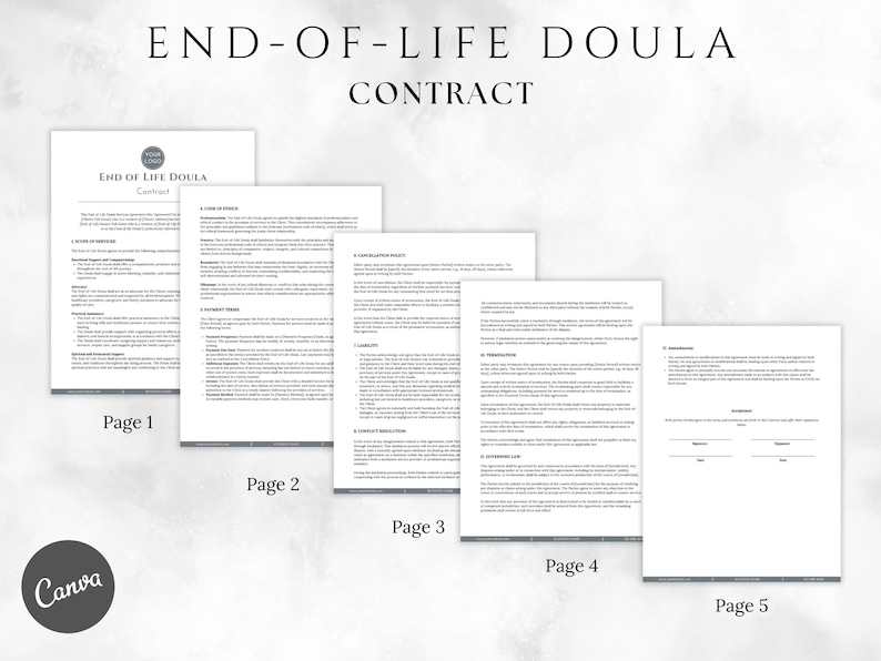 Editable End-of-life Doula Contract Forms: Business Bundle (digital ...
