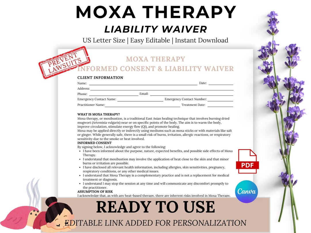 Printable Moxa Therapy Consent Form: Acupuncturist Liability Waiver ...