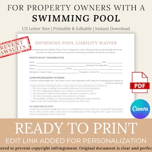 Pool Liability Waiver Airbnb - Etsy