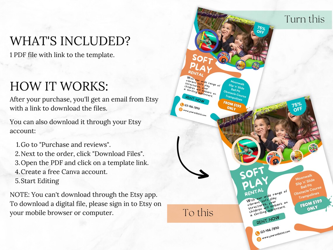 Soft Play Business Flyer Template: Inflatable Rentals (digital Download ...