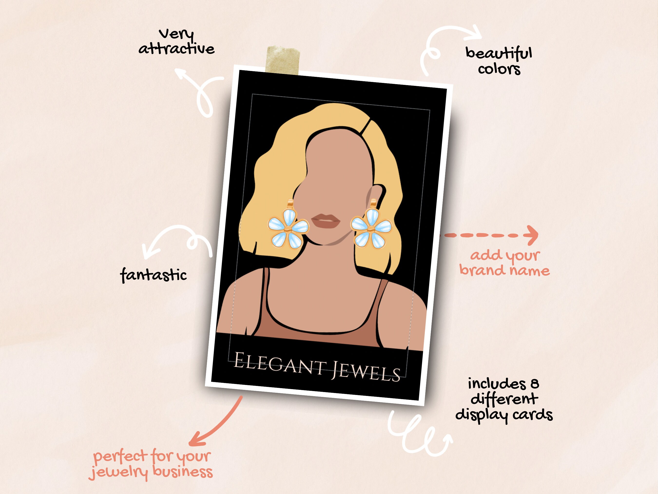 Faceless Model Jewelry Display Cards | Earring Cards, Jewelry Display ...