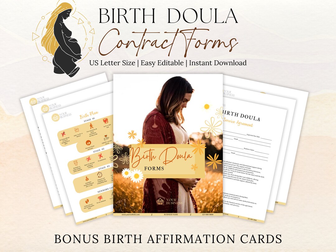 Birth Doula Service Agreement, Doula Client Intake Form, Pregnancy Coach Contract, Labor Support ...