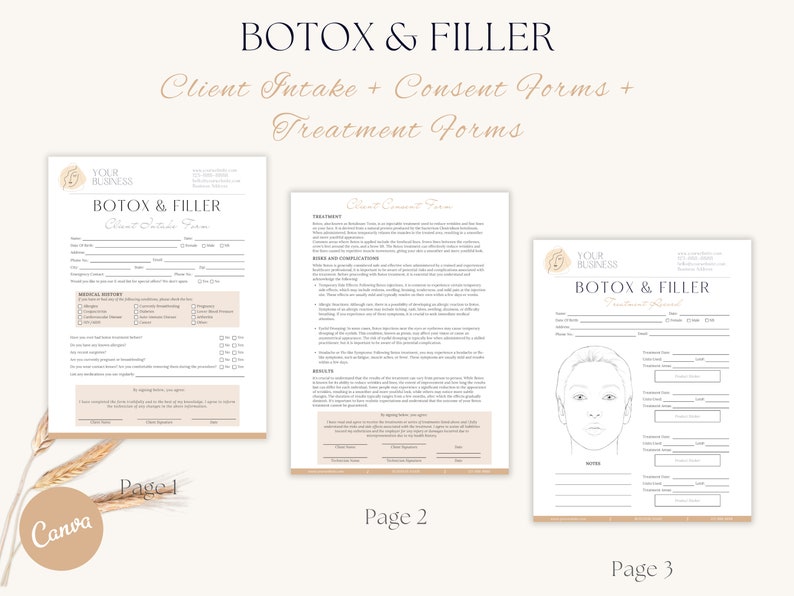 Botox and Filler Forms Bundle Client Intake Botulinum Neurotoxins Forms ...