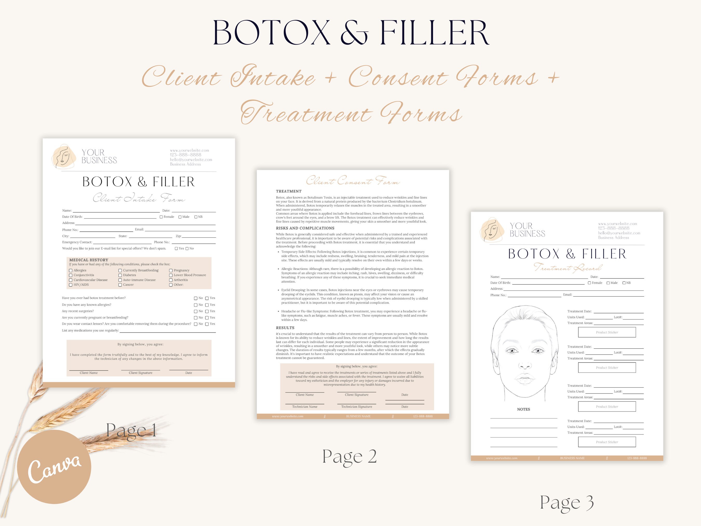 Botox and Filler Forms Bundle Client Intake Botulinum Neurotoxins Forms ...