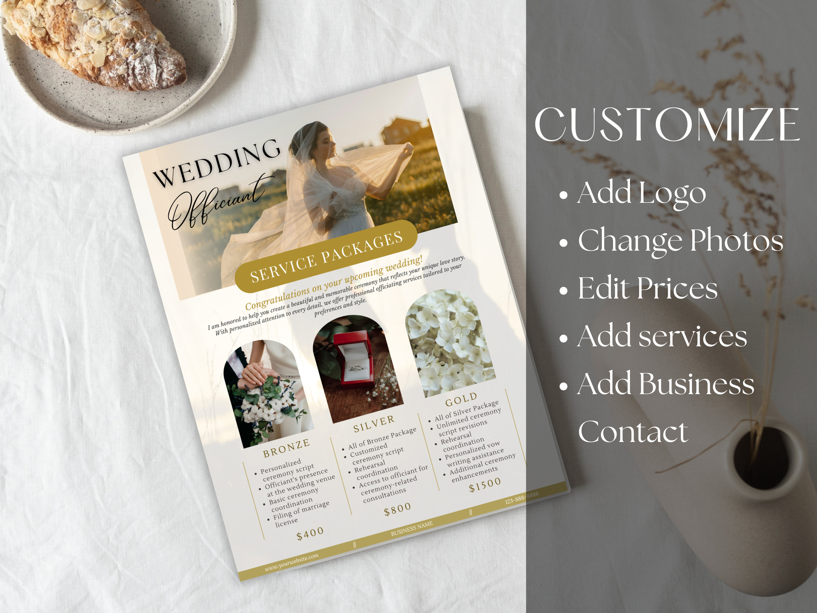 Wedding Officiant Flyer, Wedding Registrar Services, Nuptial Business ...