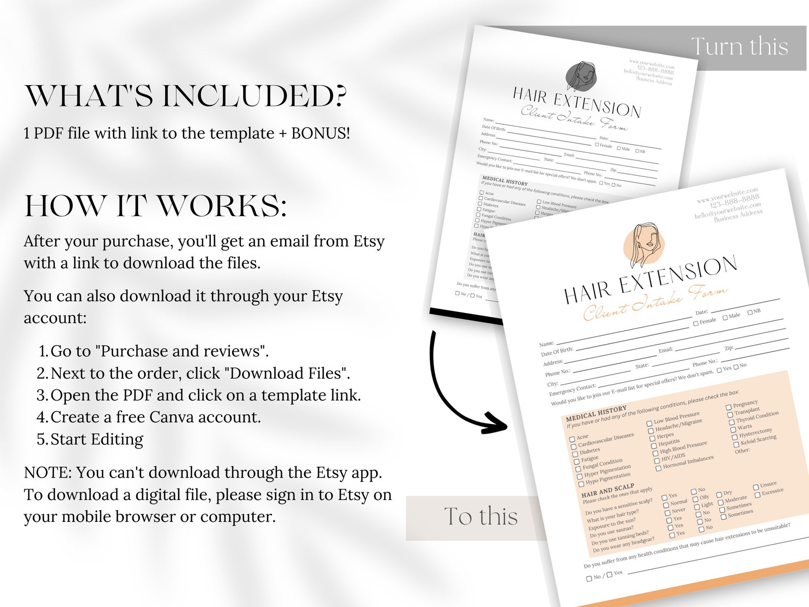 Hair Extension Service Contract Template: Salon Forms (canva Editable ...