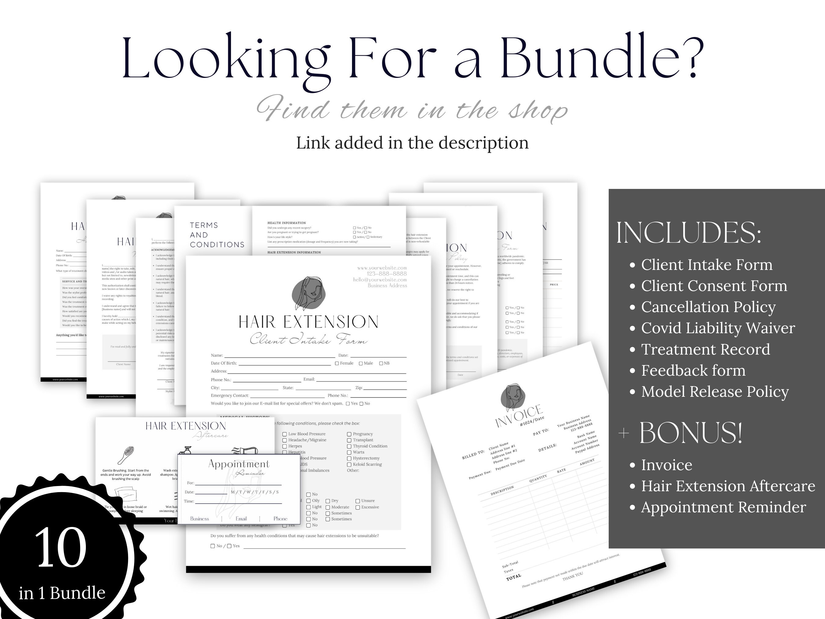 Hair Extension Service Contract Template: Salon Forms (canva Editable ...