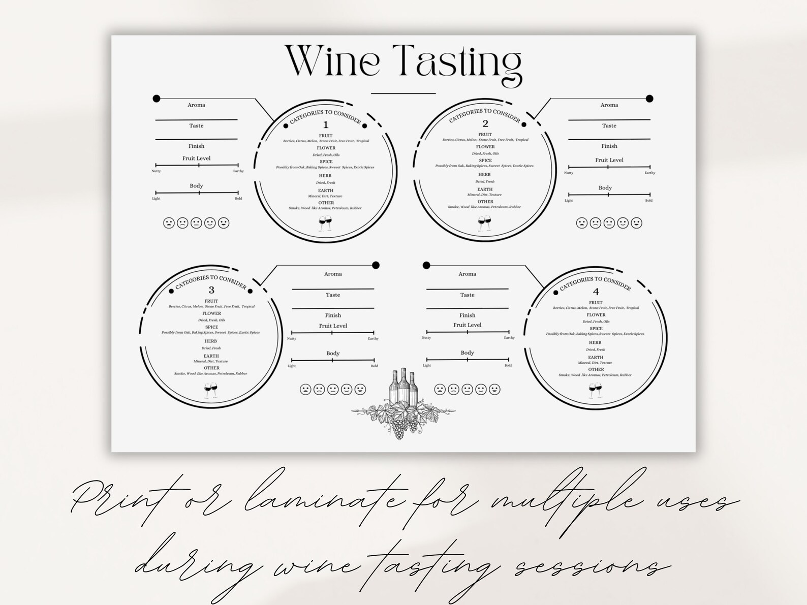 Printable Wine Tasting Kit: Score Sheet & Coaster (PDF) - Etsy