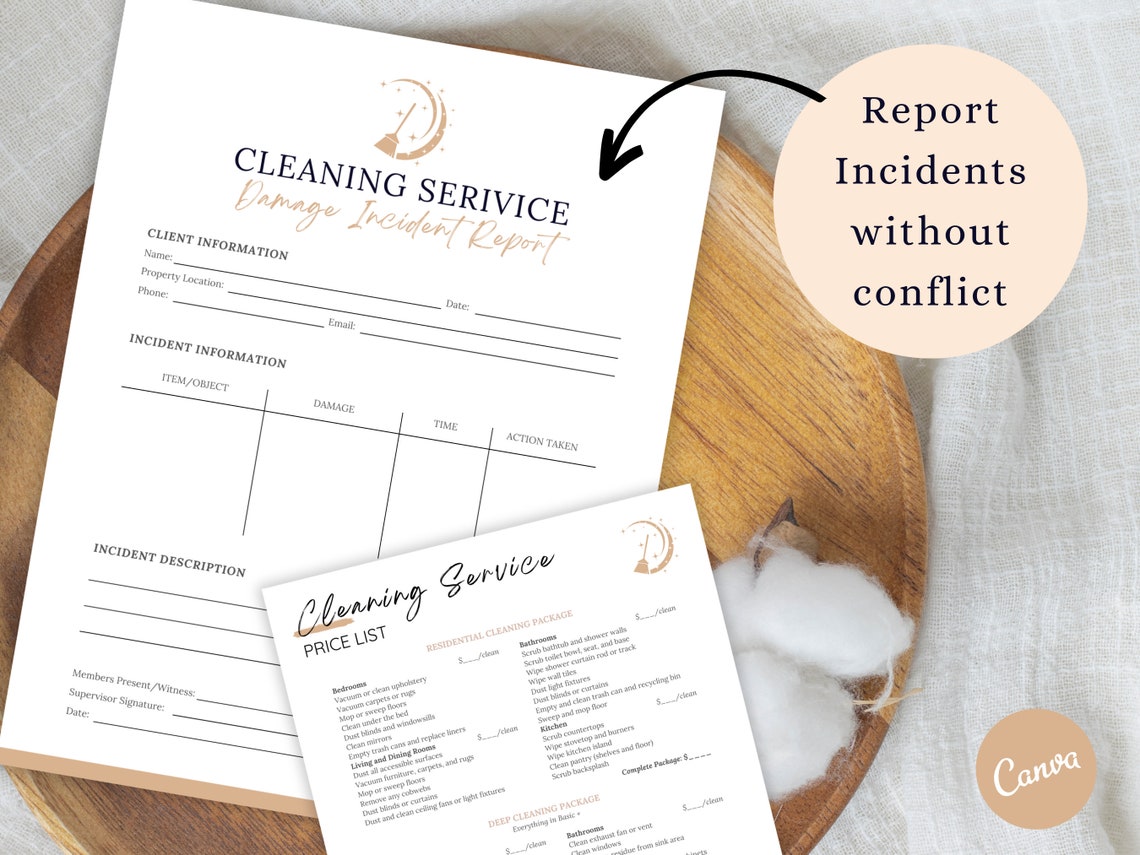 Ready to Print Cleaning Service Forms for Cleaners, Maids, Janitor ...