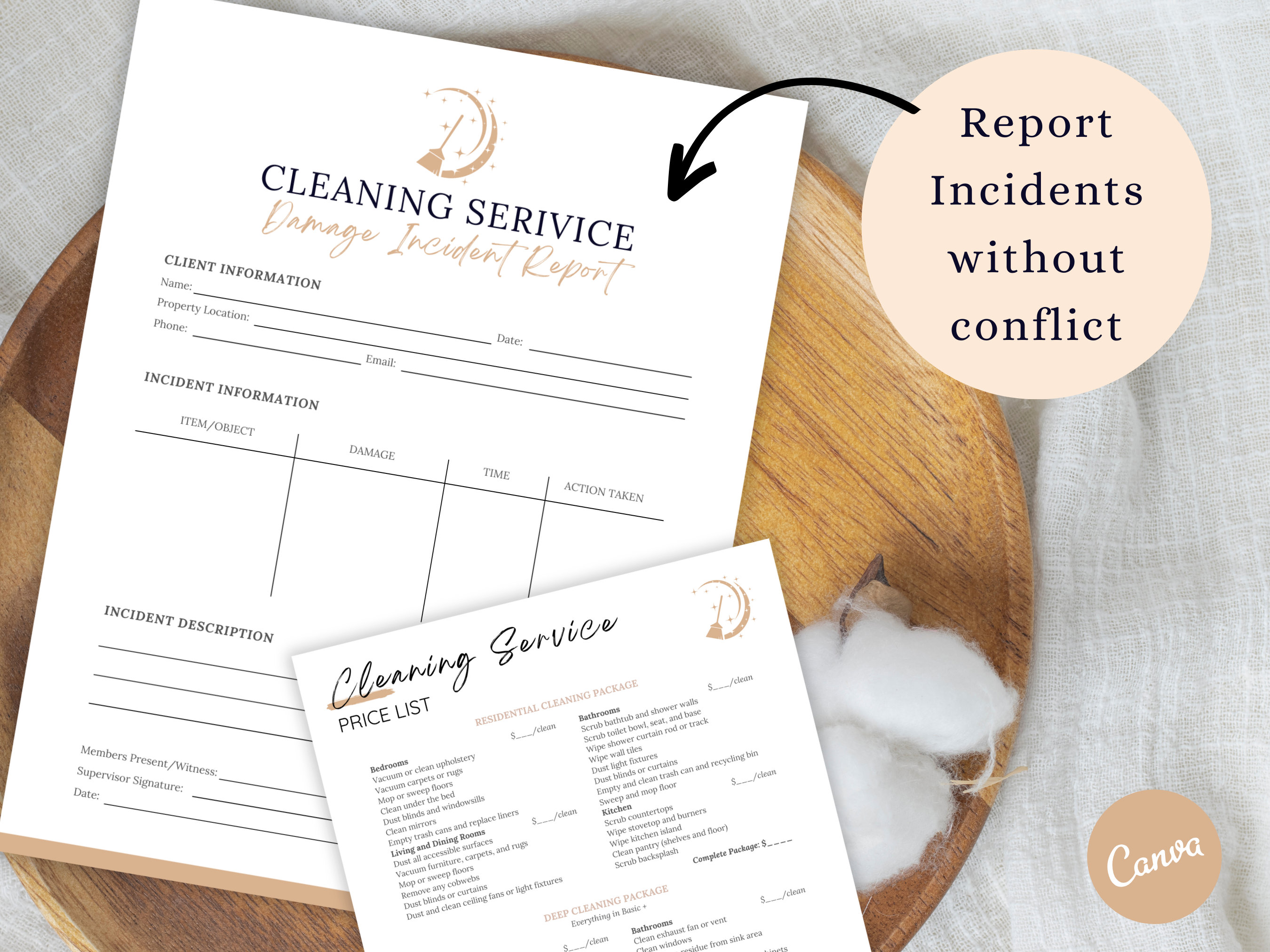 Ready to Print Cleaning Service Forms for Cleaners, Maids, Janitor ...
