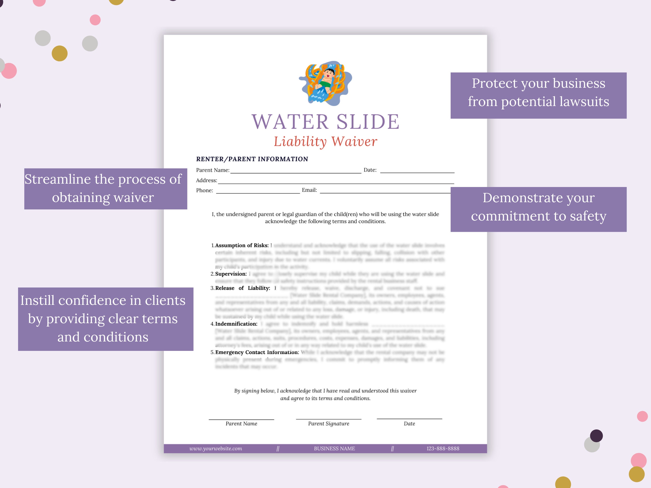 Inflatable Water Slide Liability Waiver, Waterslide Consent Form ...