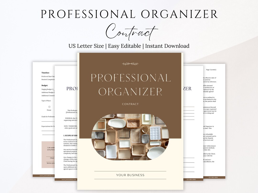 Professional Organizer Contract, Home Organization Service Form ...