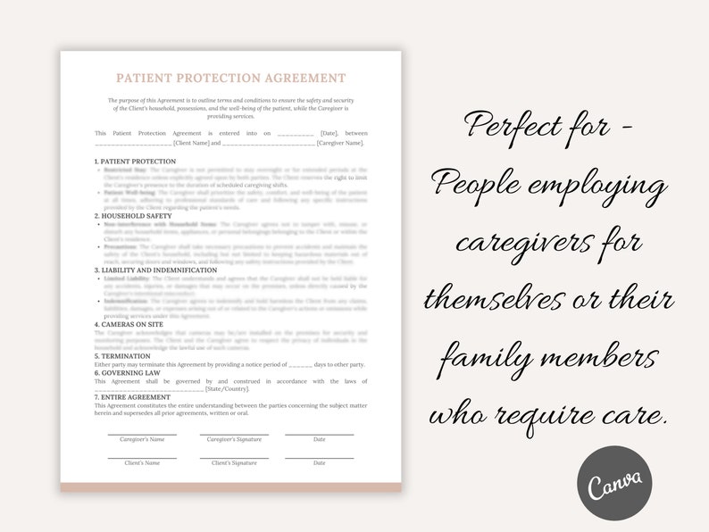Patient Protection Agreement: Caregiver Conduct Guidelines (printable ...