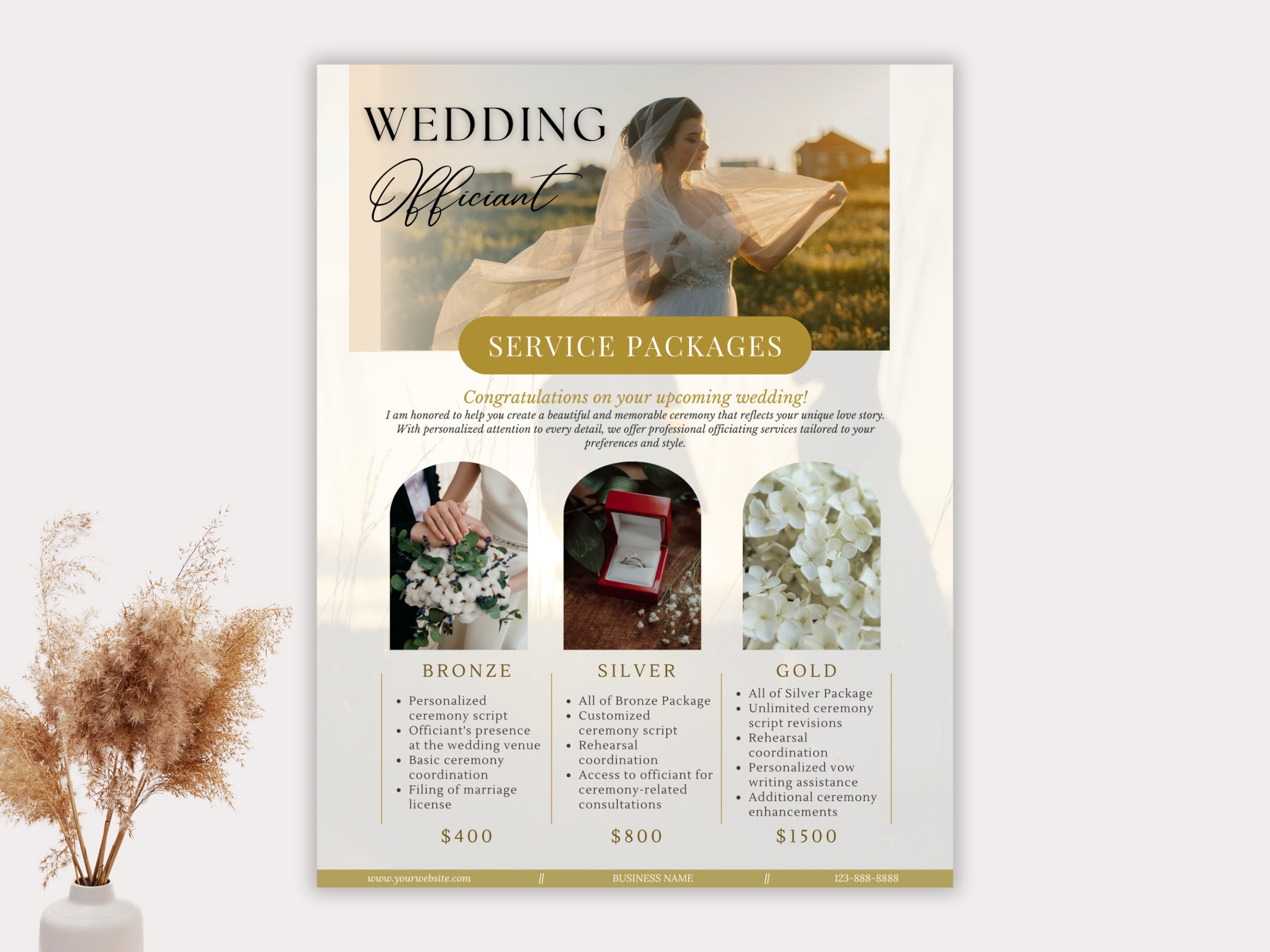 Wedding Officiant Flyer, Wedding Registrar Services, Nuptial Business ...