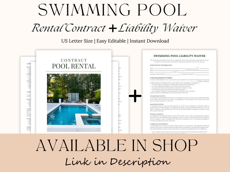 Swimming Pool Liability Waiver Template: Customizable Pool Rental ...