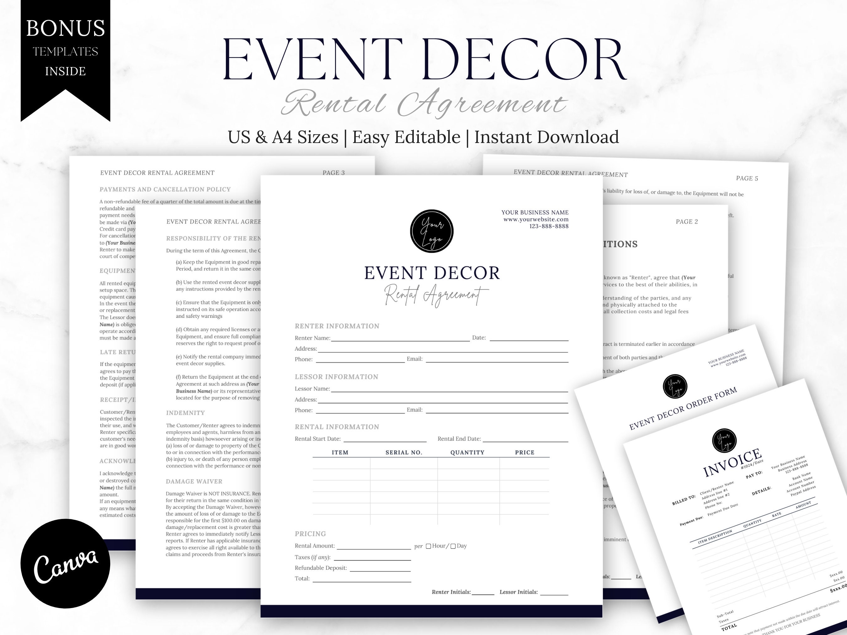 Professional Event Decor Rental Contract Agreement Event Decor Supplies ...