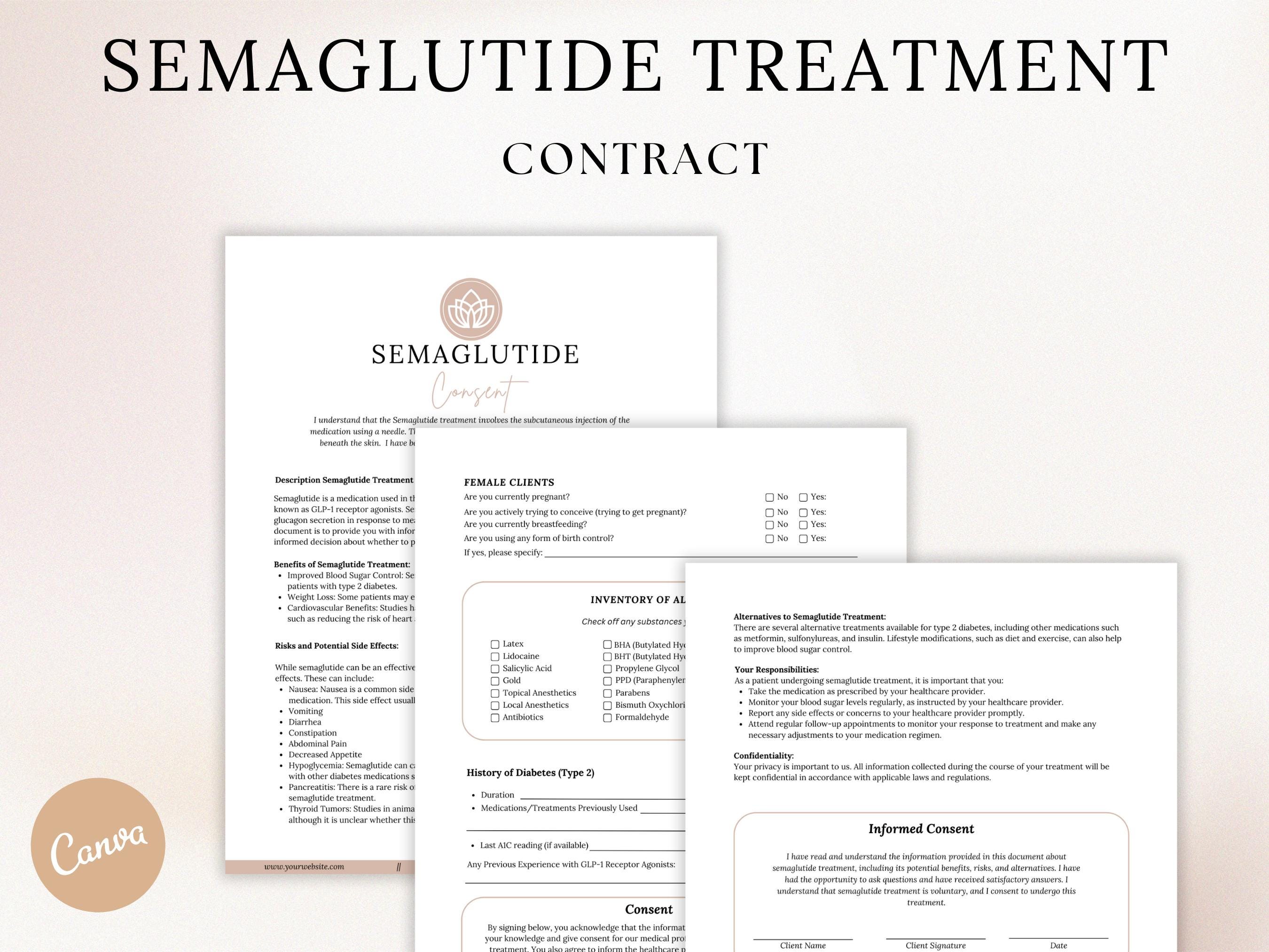 Semaglutide Treatment Form Bundle: Editable Injection Forms (digital ...