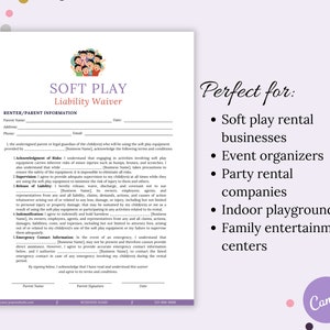Soft Play Waiver Form | Indoor Playground Release of Liability Template ...