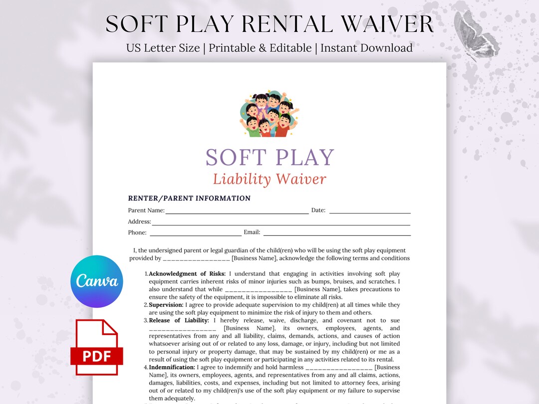 Soft Play Waiver Form | Indoor Playground Release of Liability Template ...