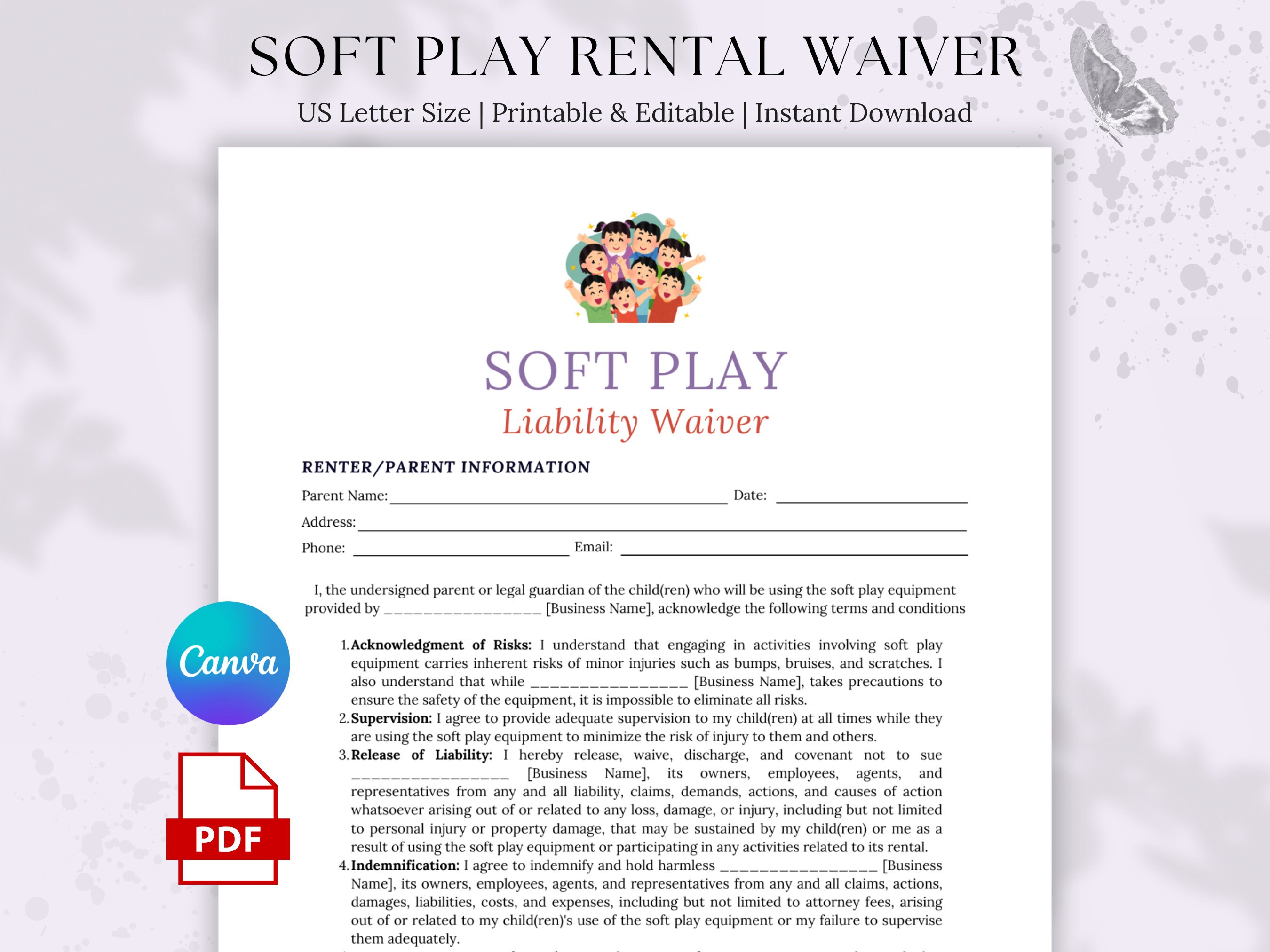 Soft Play Waiver Form | Indoor Playground Release of Liability Template ...