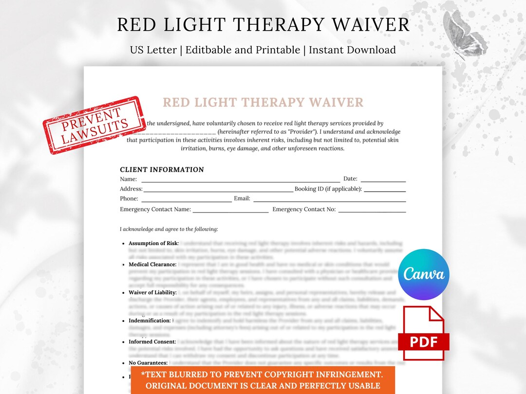 Red Light Therapy Waiver Template: Client Consent Form (PDF) - Etsy
