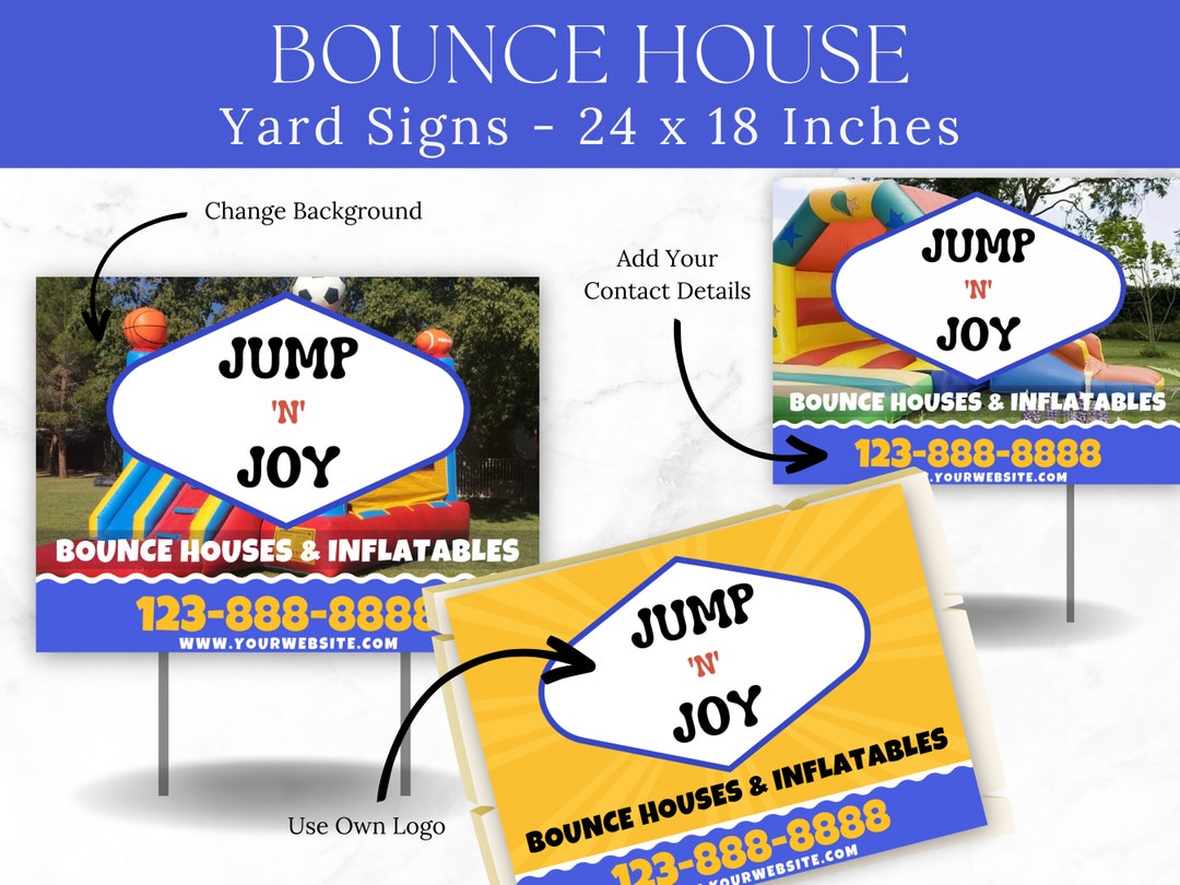 Editable Bounce House Marketing Pack Bounce House Business Yard Signs ...