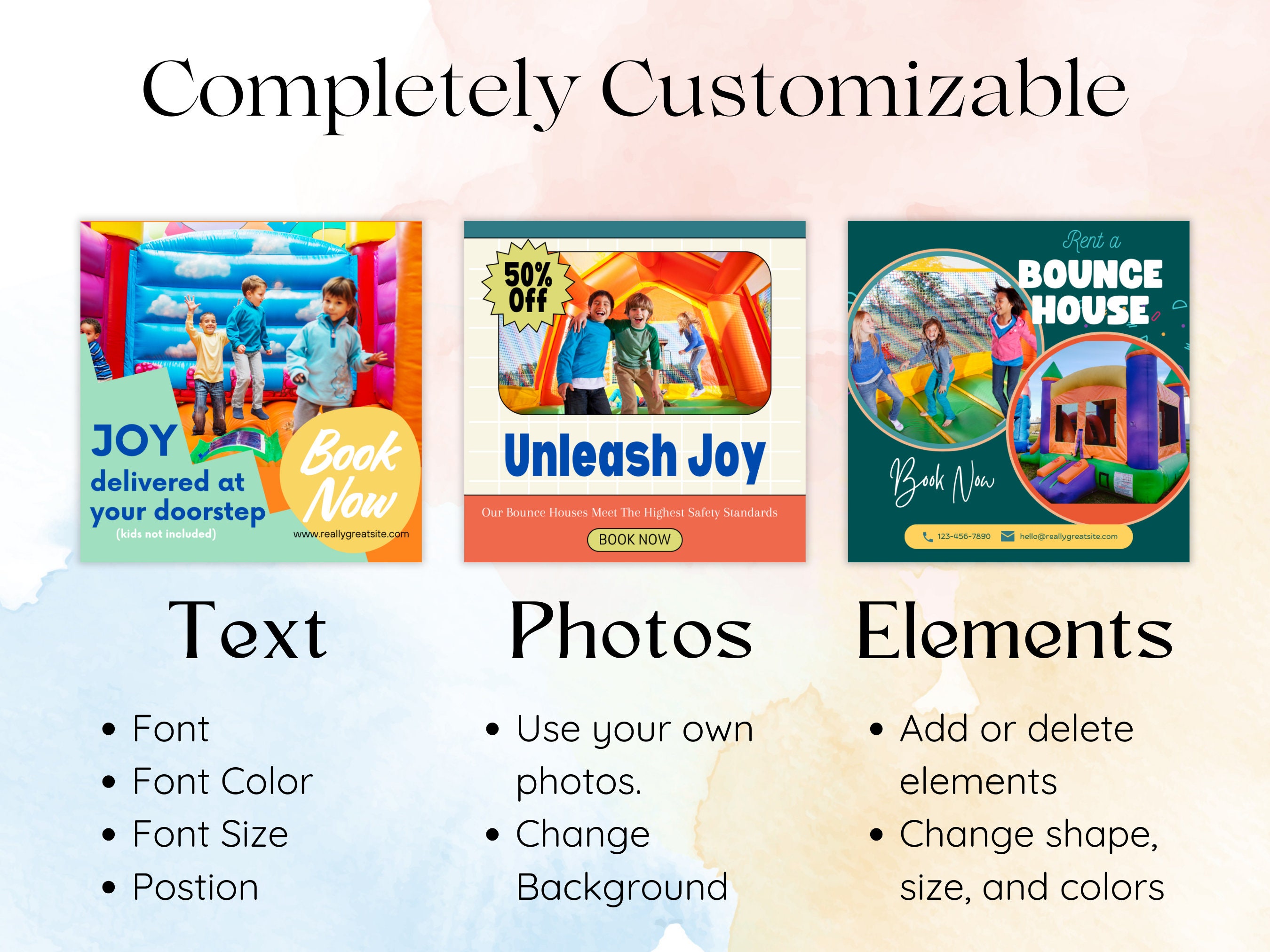 Bounce House Rental Ads: Marketing Templates for Facebook, Instagram ...