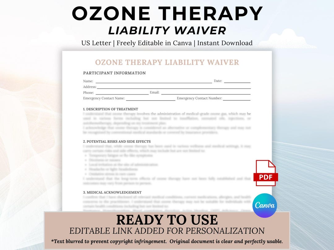 Ozone Therapy Liability Waiver Template: Client Consent Form (PDF ...