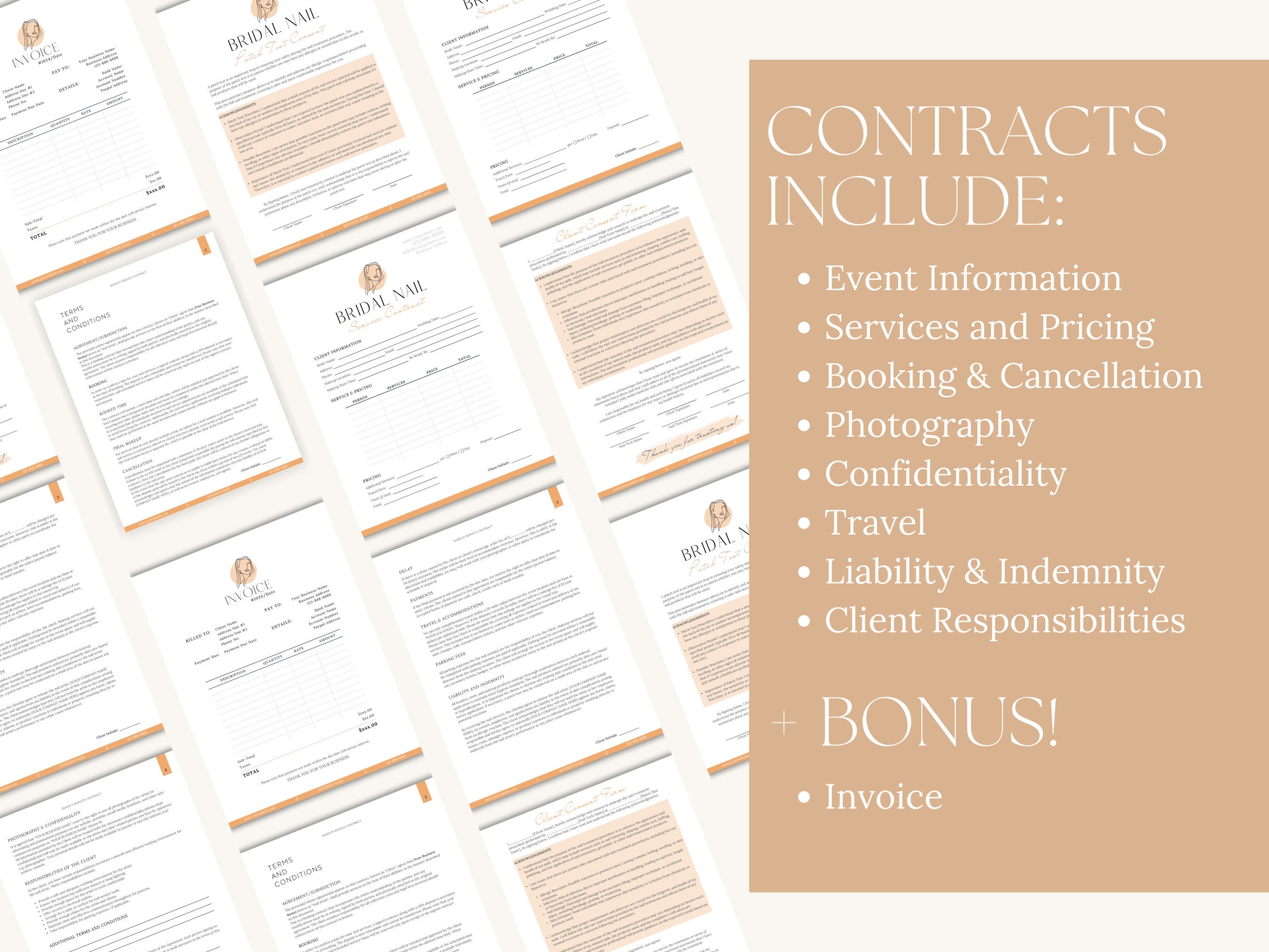 Editable Bridal Nail Service Contract Template Nail Artist Agreement ...