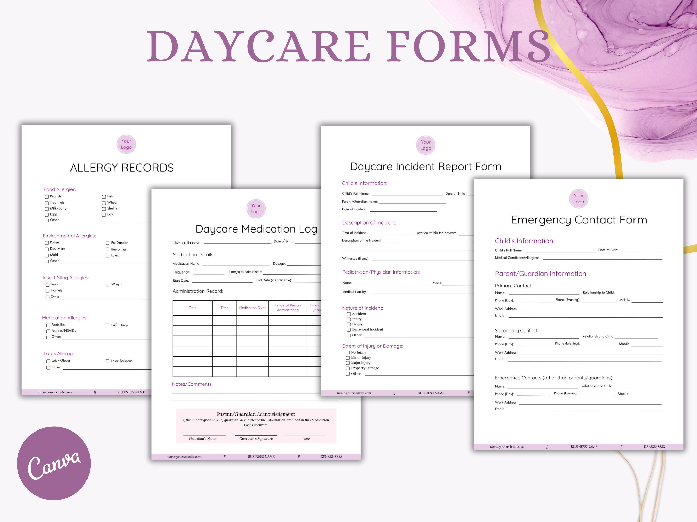 Daycare Business Starter Kit, Complete Daycare Forms Bundle, Printable ...